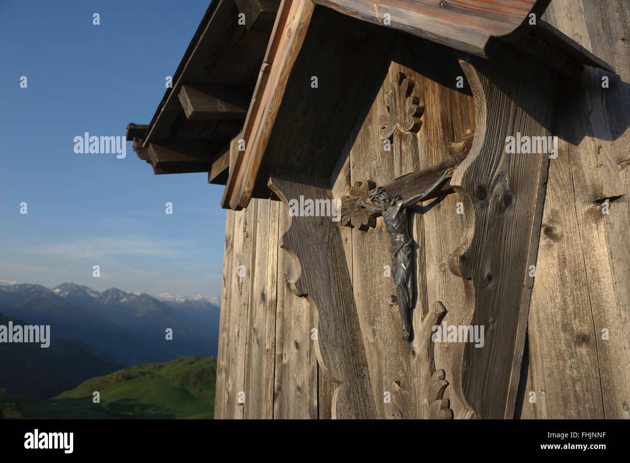 Crucifixion cross on the Kitzbüheler Alps Kitzbühel. Austria. Europe ...