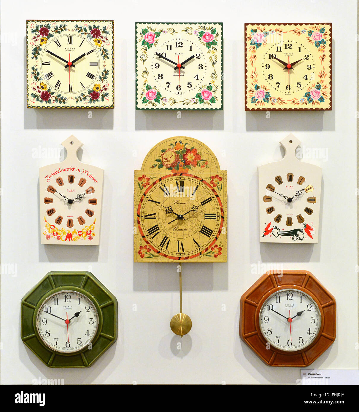 Wall clocks can be seen at the exhibition 'Uhren aus Weimar. Die ...