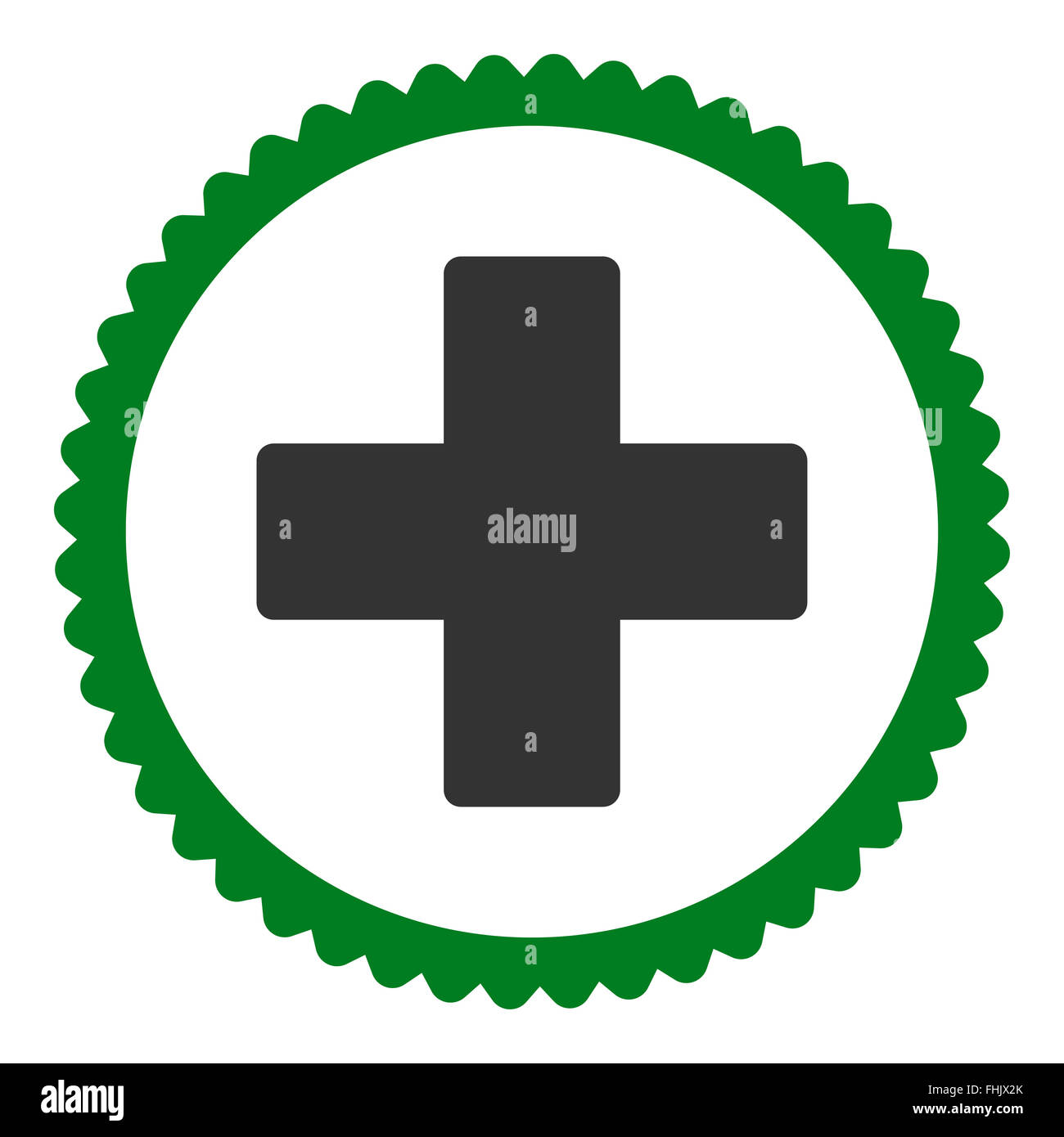 Plus flat green and gray colors round stamp icon Stock Photo - Alamy