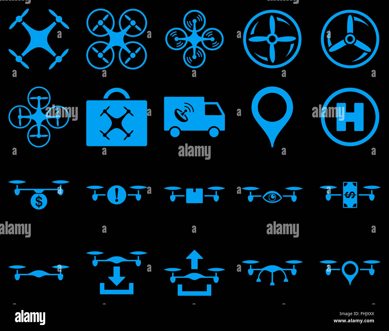 Air drone and quadcopter tool icons Stock Photo - Alamy