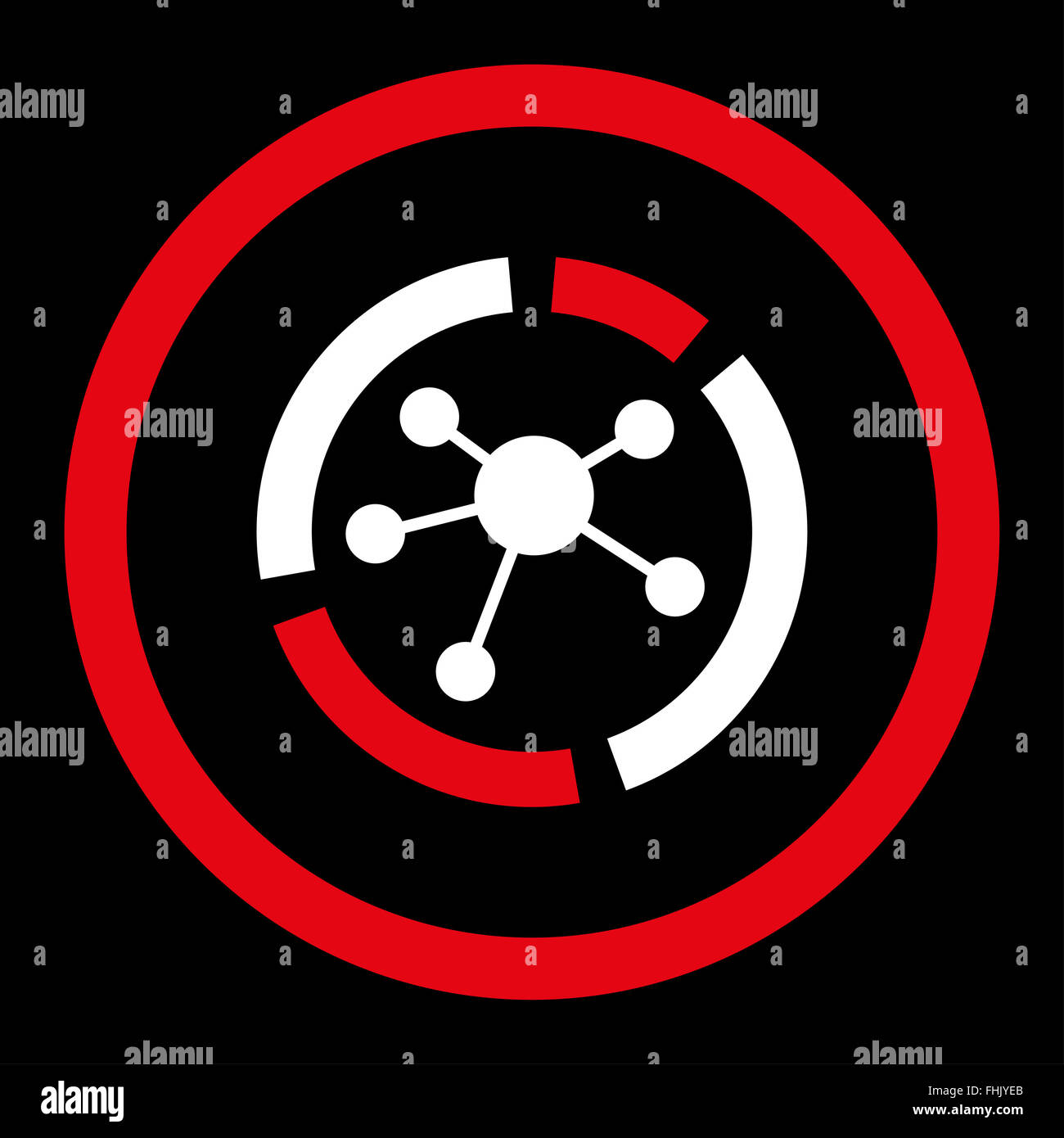 Connections diagram flat red and white colors rounded vector icon Stock ...