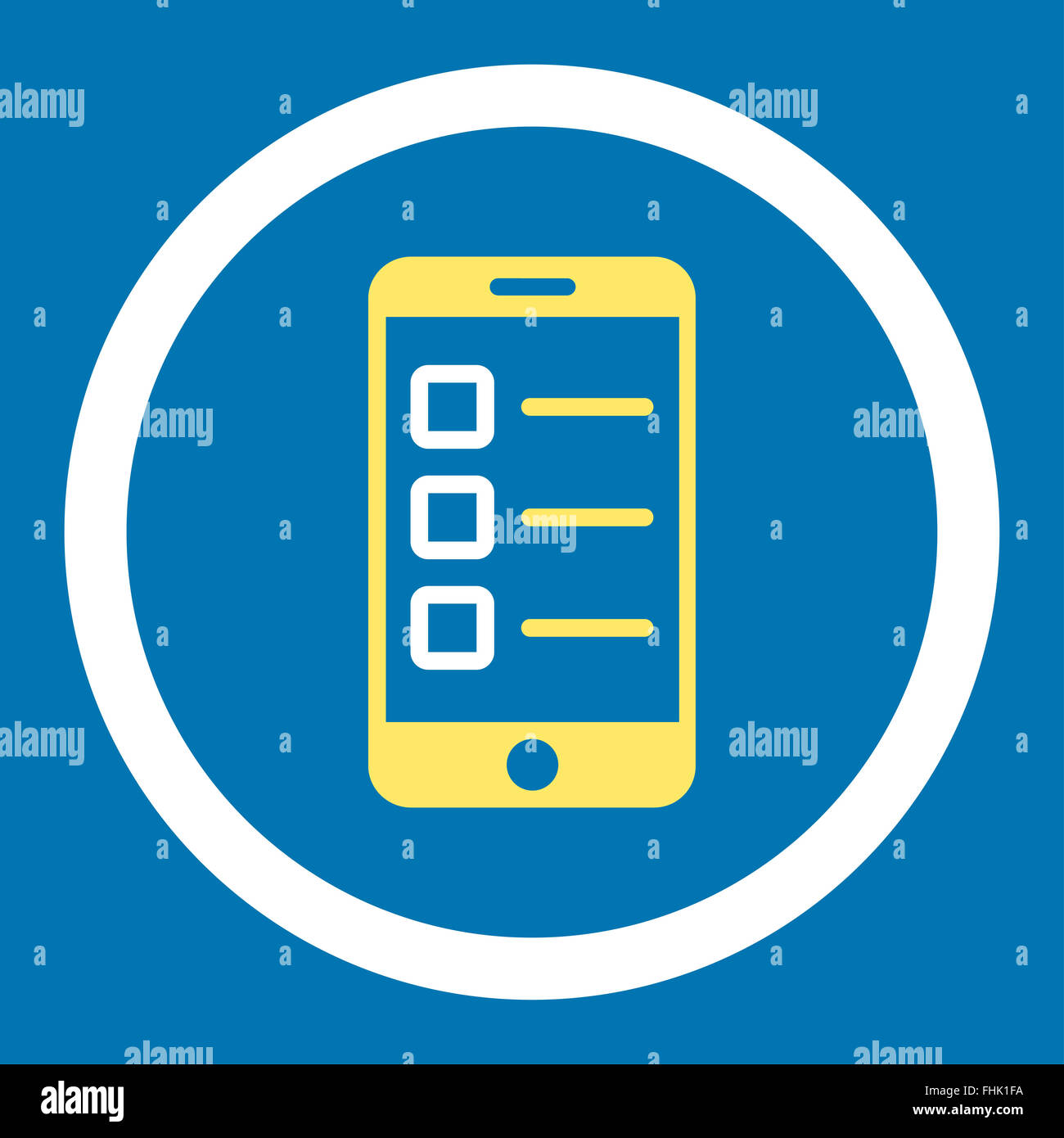 Mobile test flat yellow and white colors rounded glyph icon Stock Photo ...