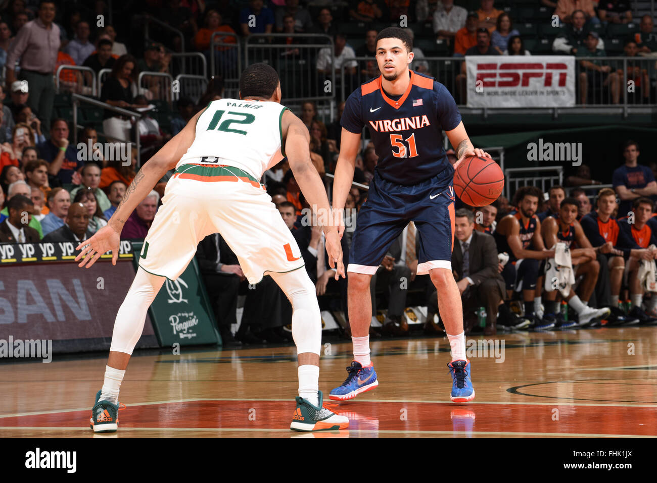 Coral Gables, Florida, USA. 22nd Feb, 2016. Darius Thompson #51 of ...