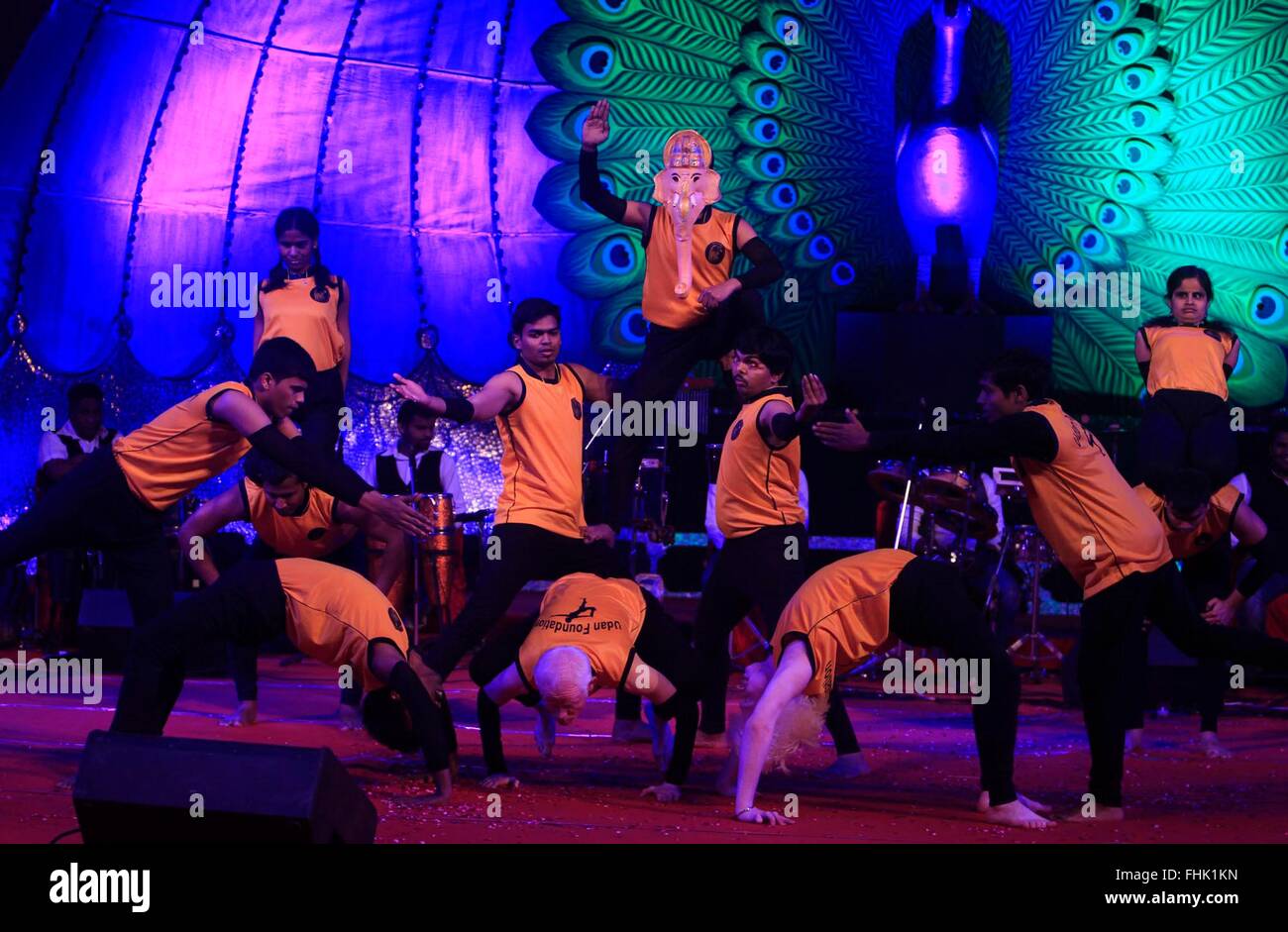 Allahabad, India. 24th Feb, 2016. Udan a group of blind people perform ...