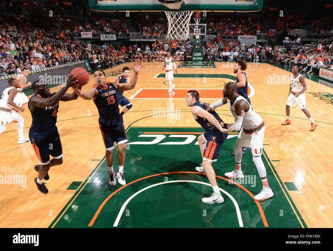 Coral Gables, Florida, USA. 22nd Feb, 2016. Malcolm Brogdon #15 and ...
