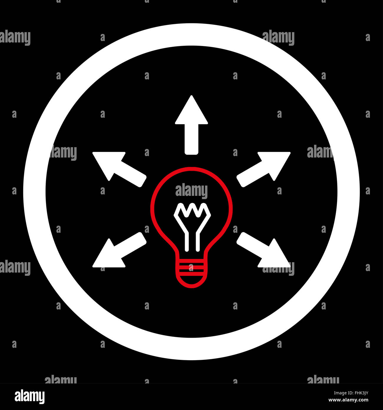 Idea flat red and white colors rounded vector icon Stock Photo - Alamy