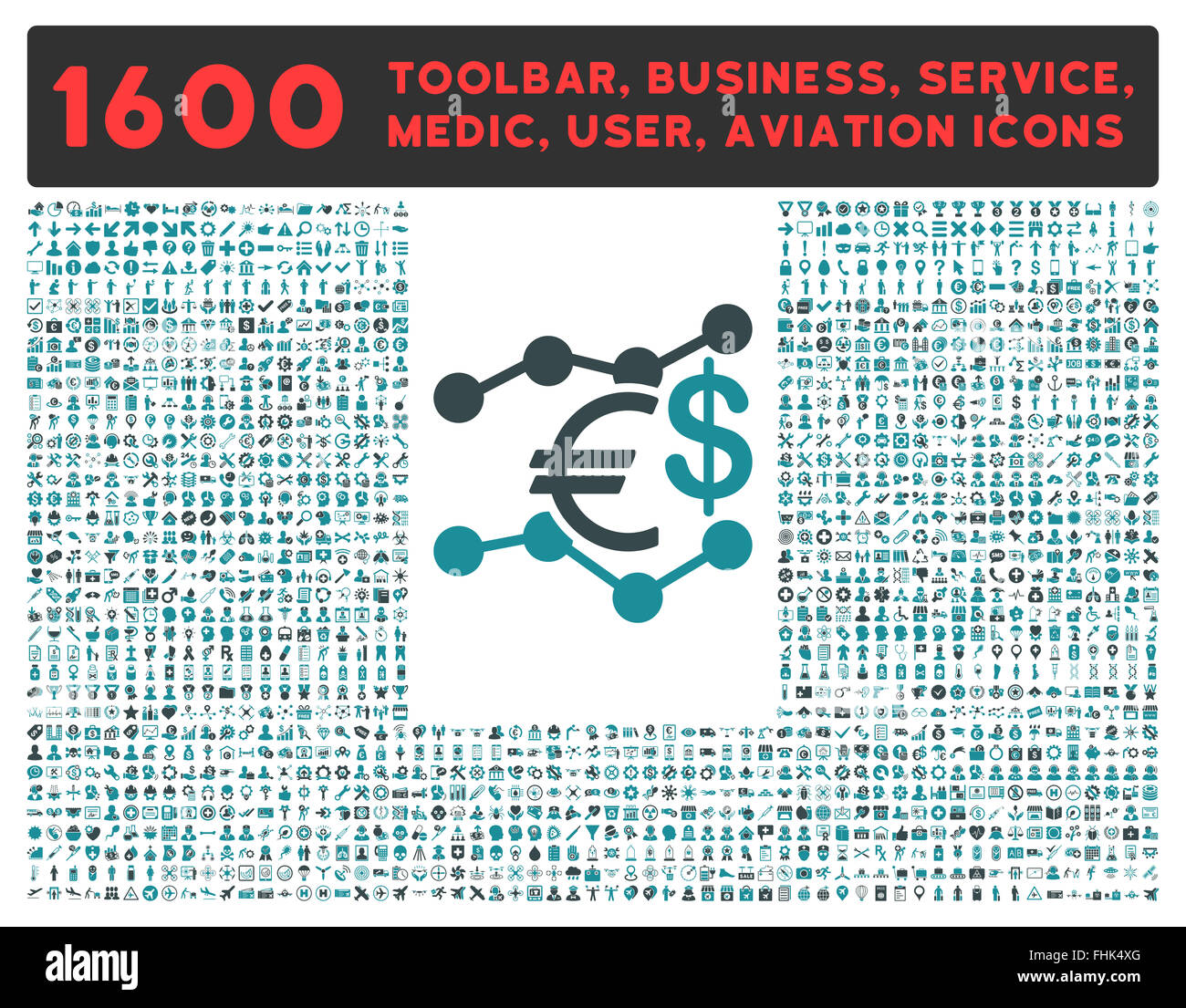 Currency Trends Icon with Large Pictogram Collection Stock Photo - Alamy