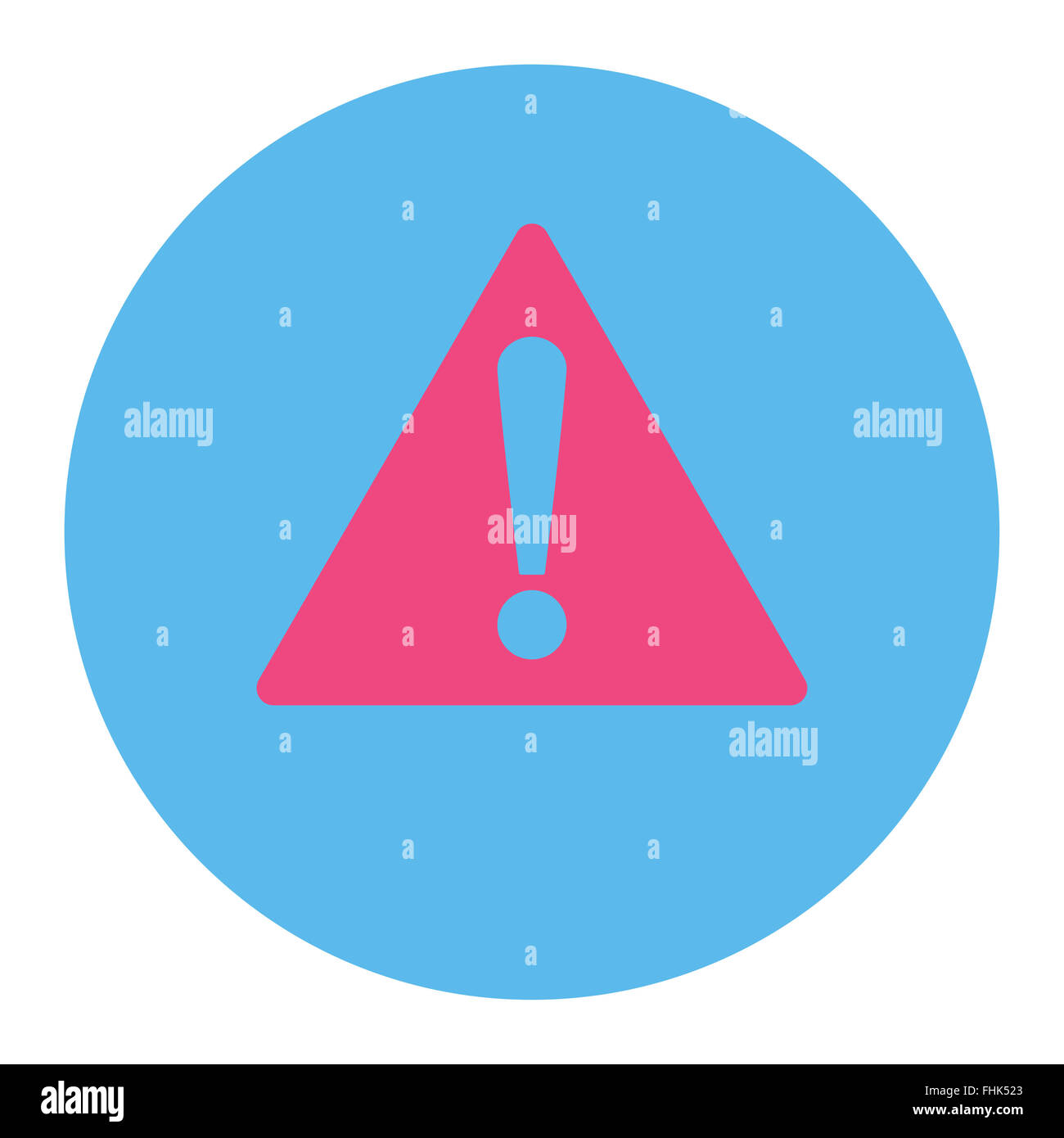 Warning flat pink and blue colors round button Stock Photo - Alamy