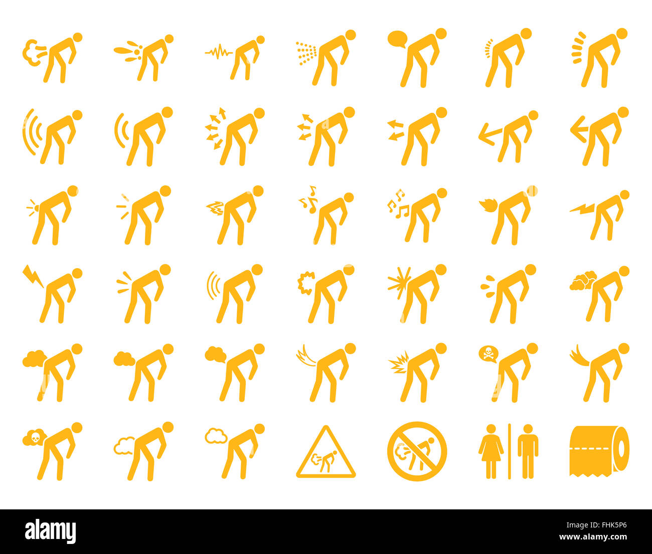 Fart Sick Men Icon Collection Stock Photo - Alamy