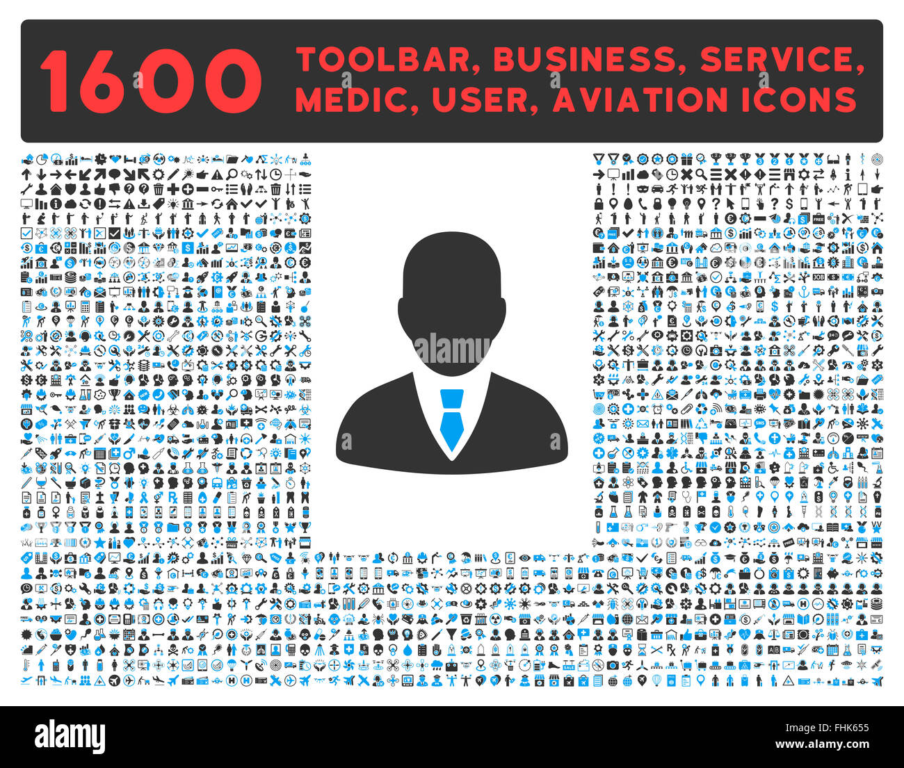 Manager Icon with Large Pictogram Collection Stock Photo - Alamy