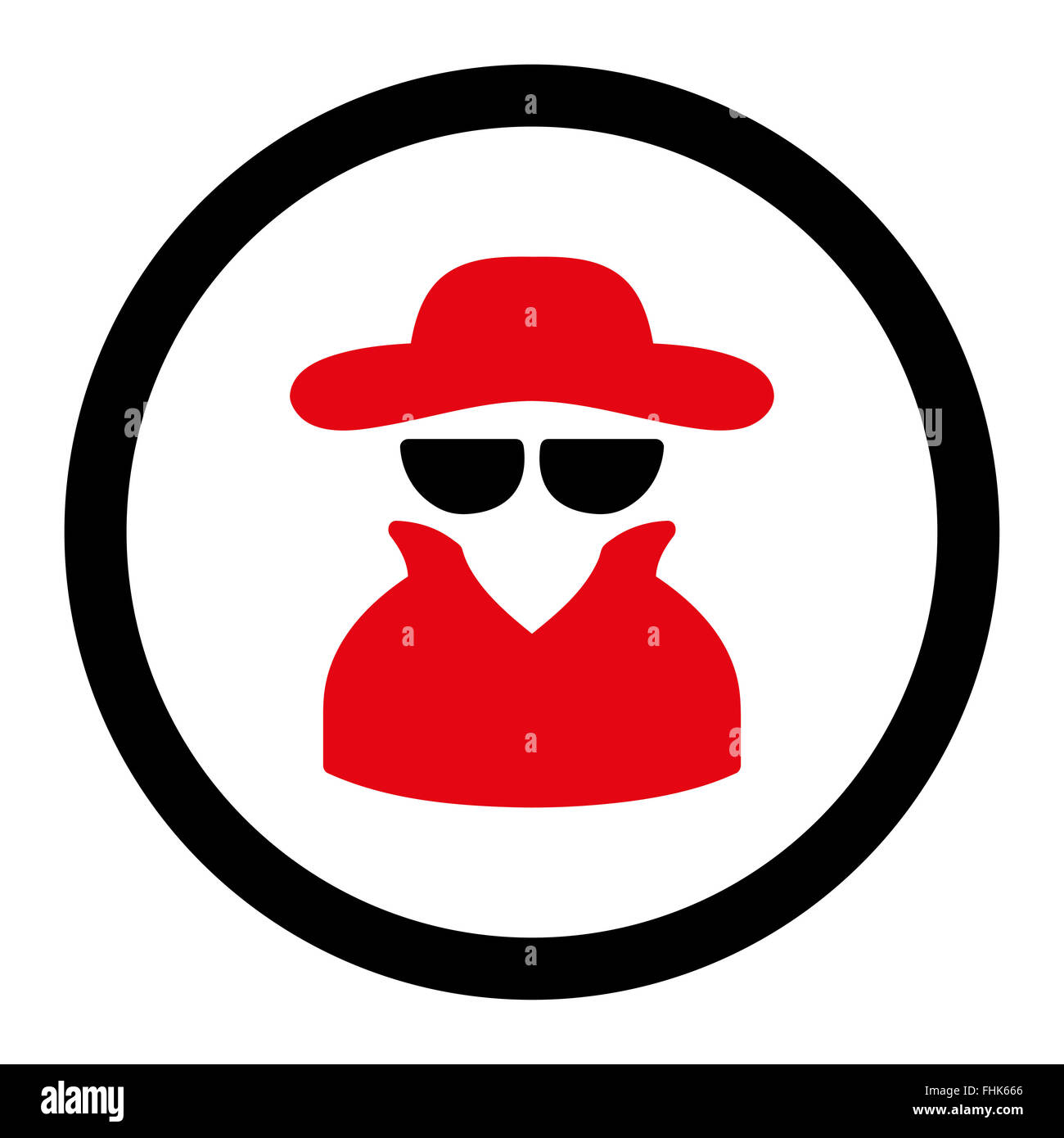Spy flat intensive red and black colors rounded vector icon Stock Photo ...