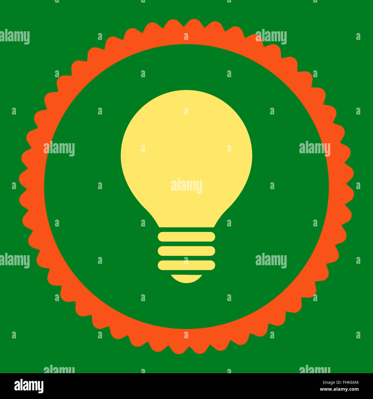 Electric Bulb flat orange and yellow colors round stamp icon Stock ...