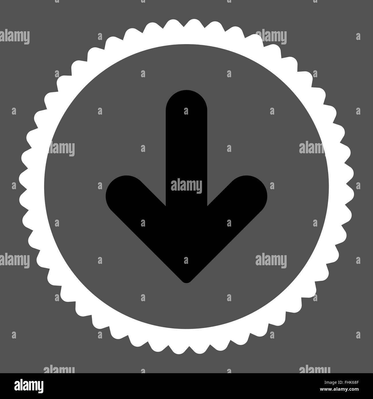 Arrow Down flat black and white colors round stamp icon Stock Photo - Alamy