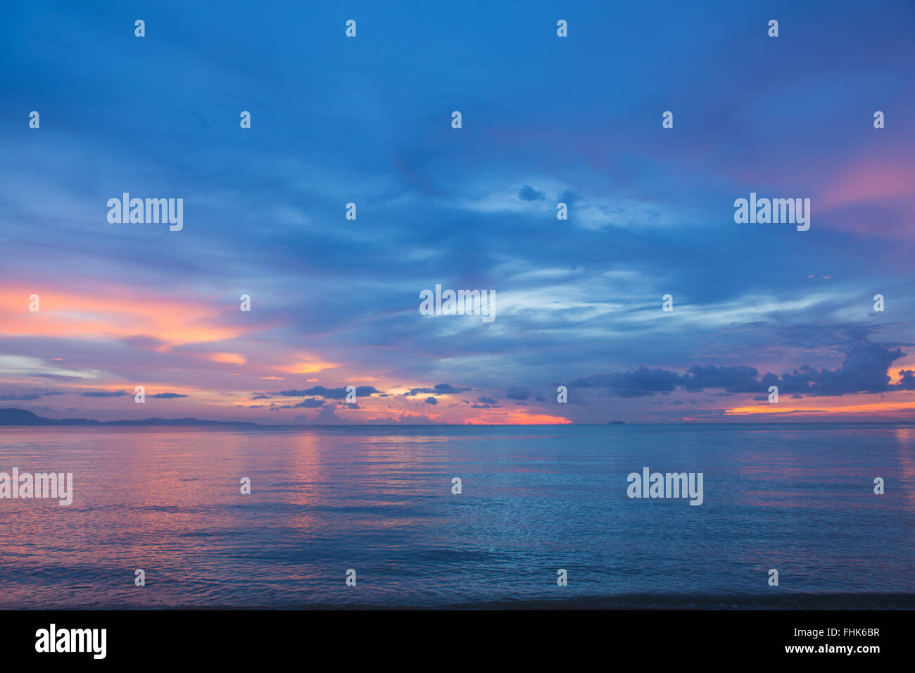 Amazing blue with pink sunset. Sea and sky Stock Photo - Alamy