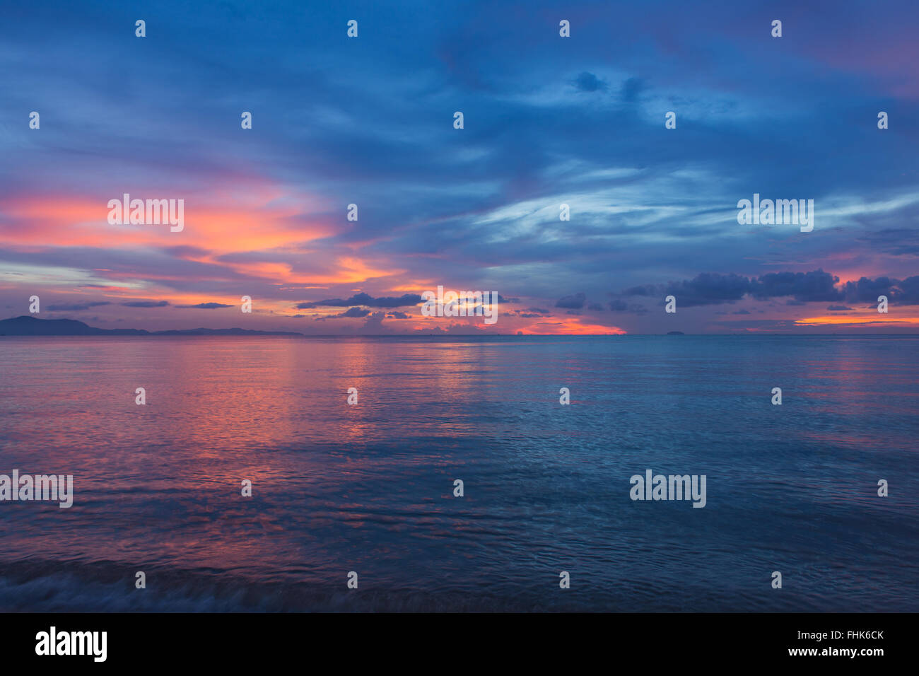 Amazing blue with pink sunset. Sea and sky Stock Photo - Alamy