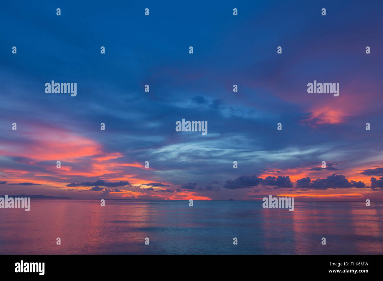 Amazing blue with pink sunset. Sea and sky Stock Photo - Alamy
