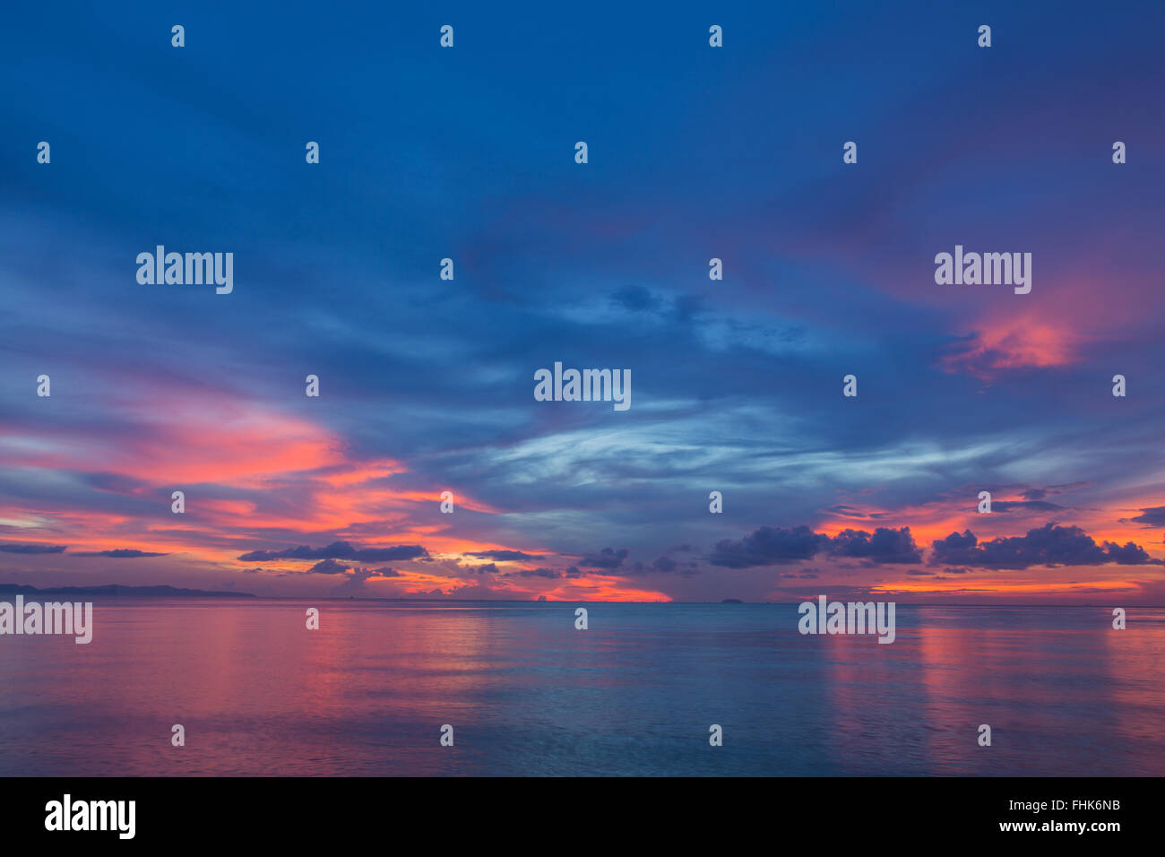 Amazing blue with pink sunset. Sea and sky Stock Photo - Alamy