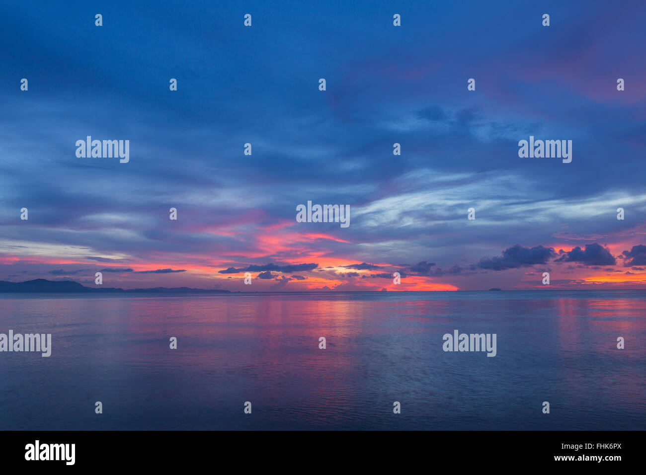 Amazing blue with pink sunset. Sea and sky Stock Photo - Alamy