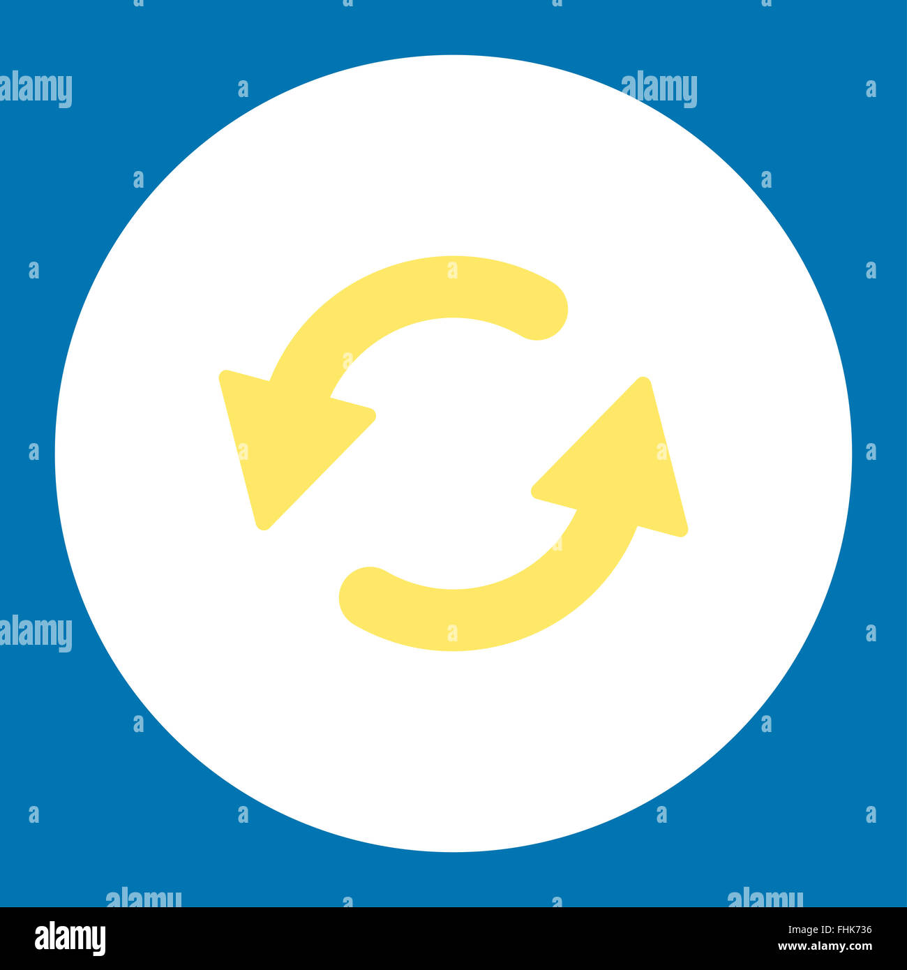 Refresh Ccw flat yellow and white colors round button Stock Photo - Alamy