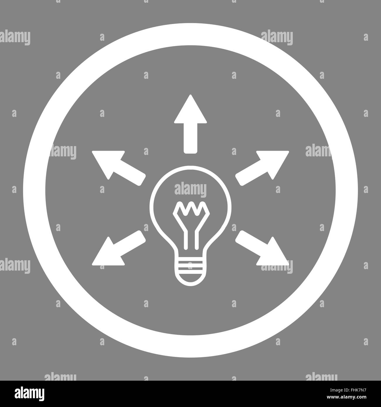 Idea flat white color rounded vector icon Stock Photo - Alamy