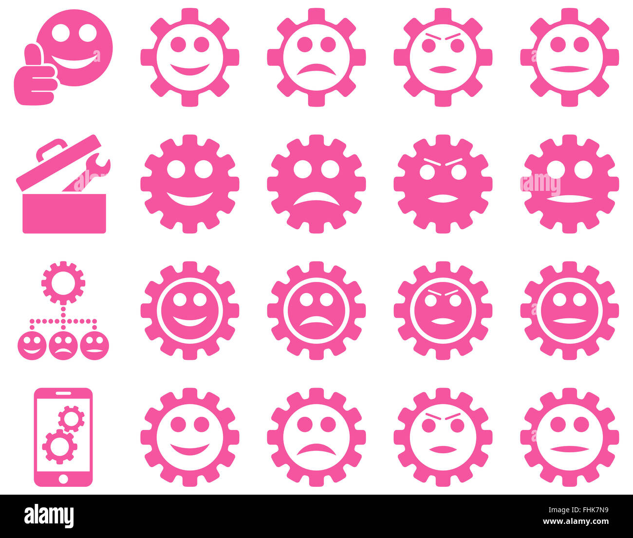 Tools and Smile Gears Icons Stock Photo - Alamy
