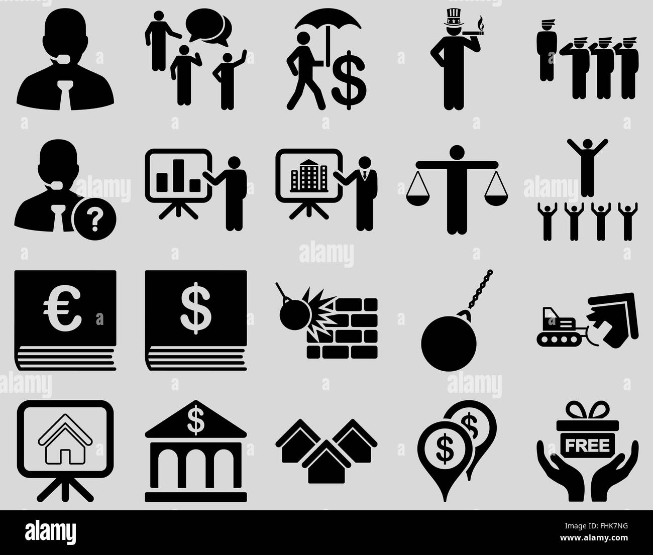 Bank service and people occupation icon set Stock Photo - Alamy