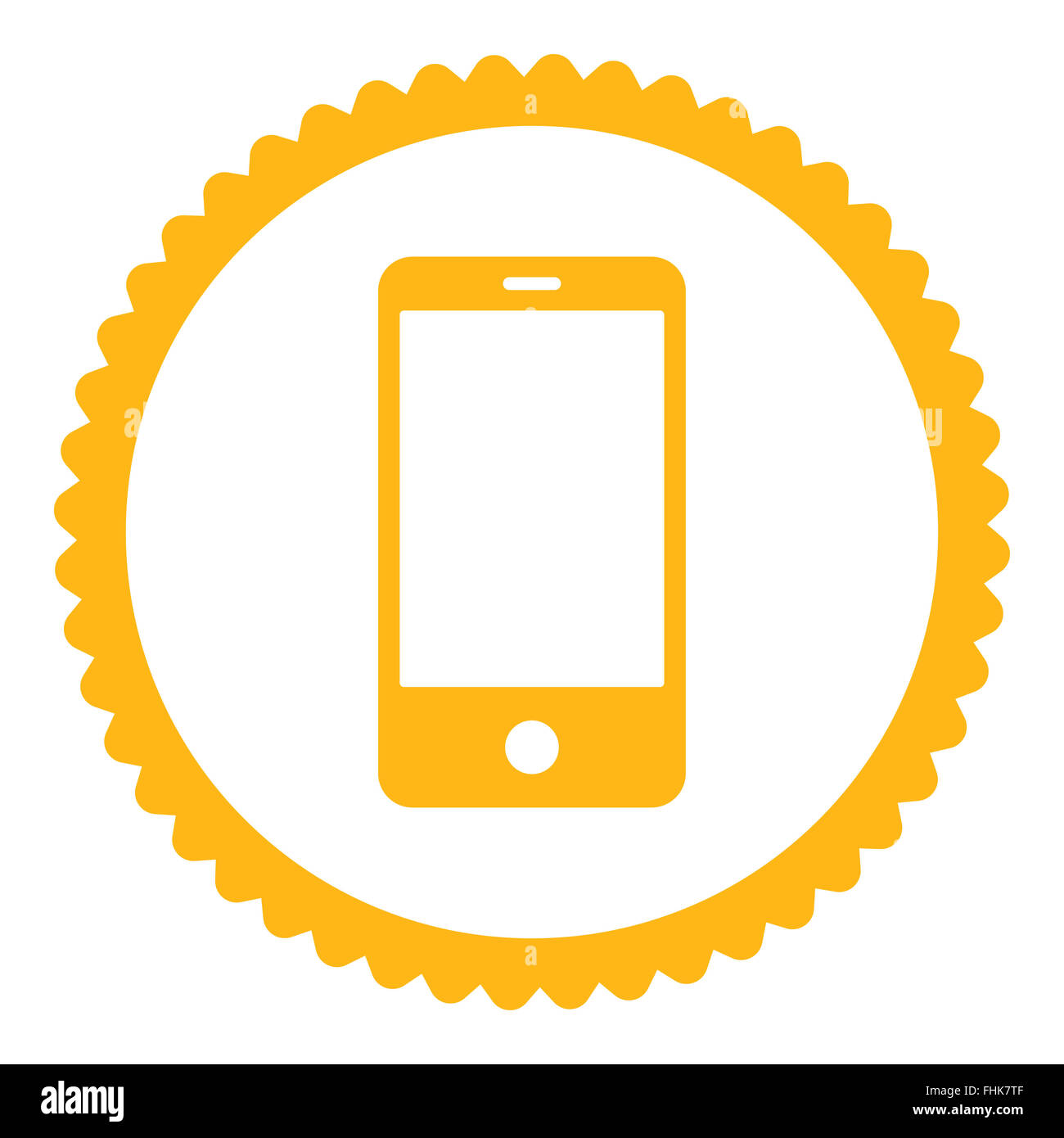 Smartphone flat yellow color round stamp icon Stock Photo - Alamy
