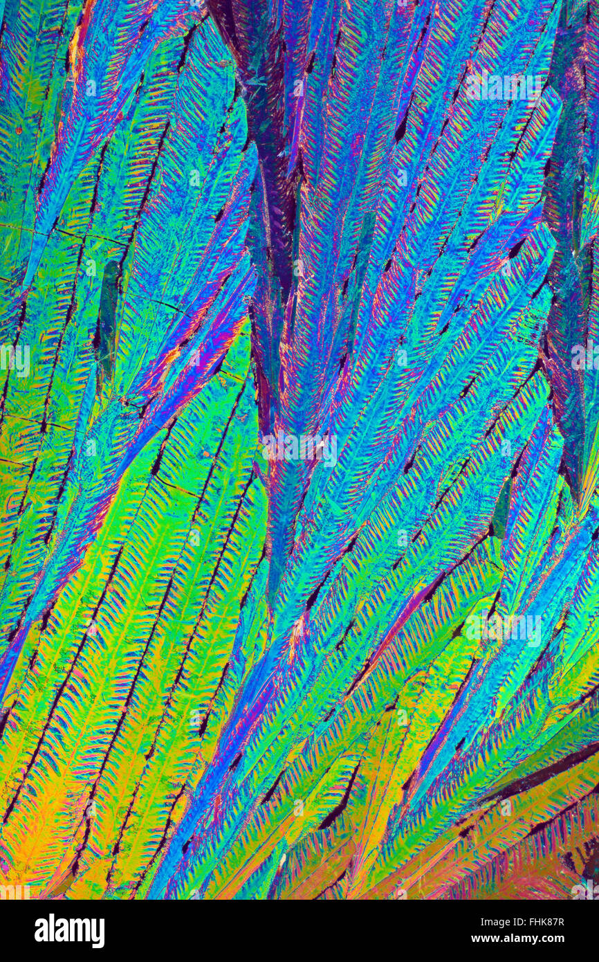 Cross polarized photomicrograph of Coumarin fragrant organic chemical ...