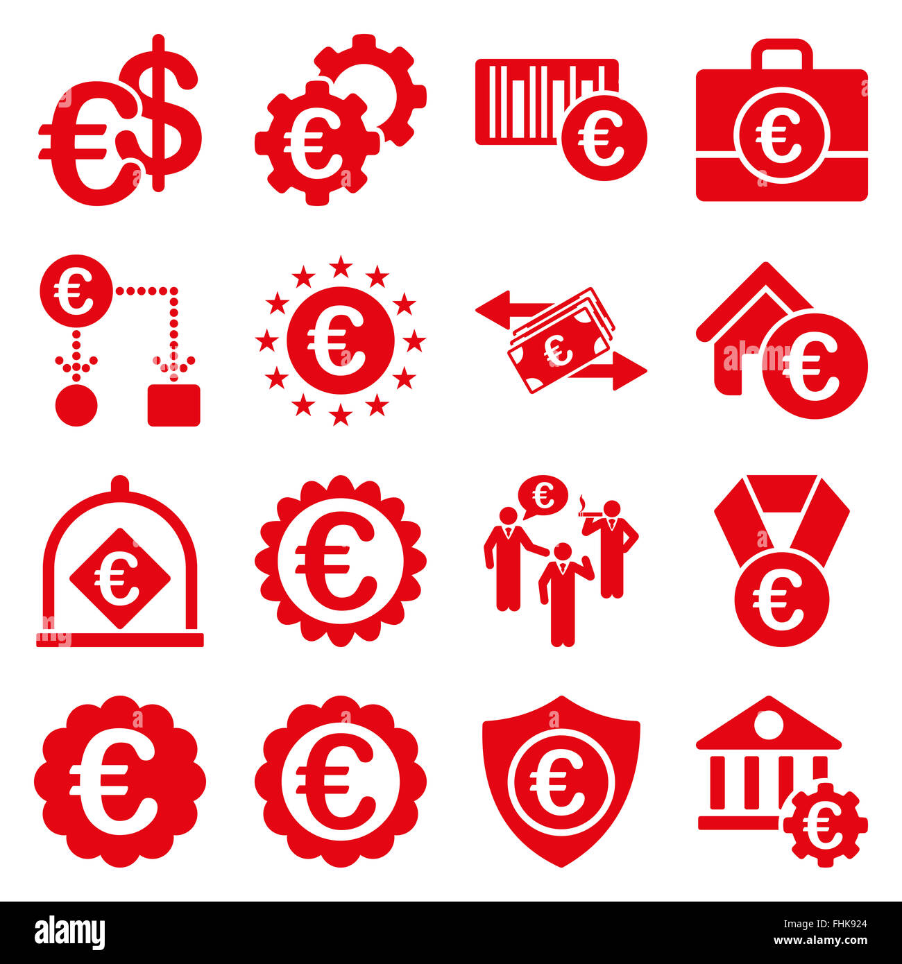 Euro banking business and service tools icons Stock Photo - Alamy