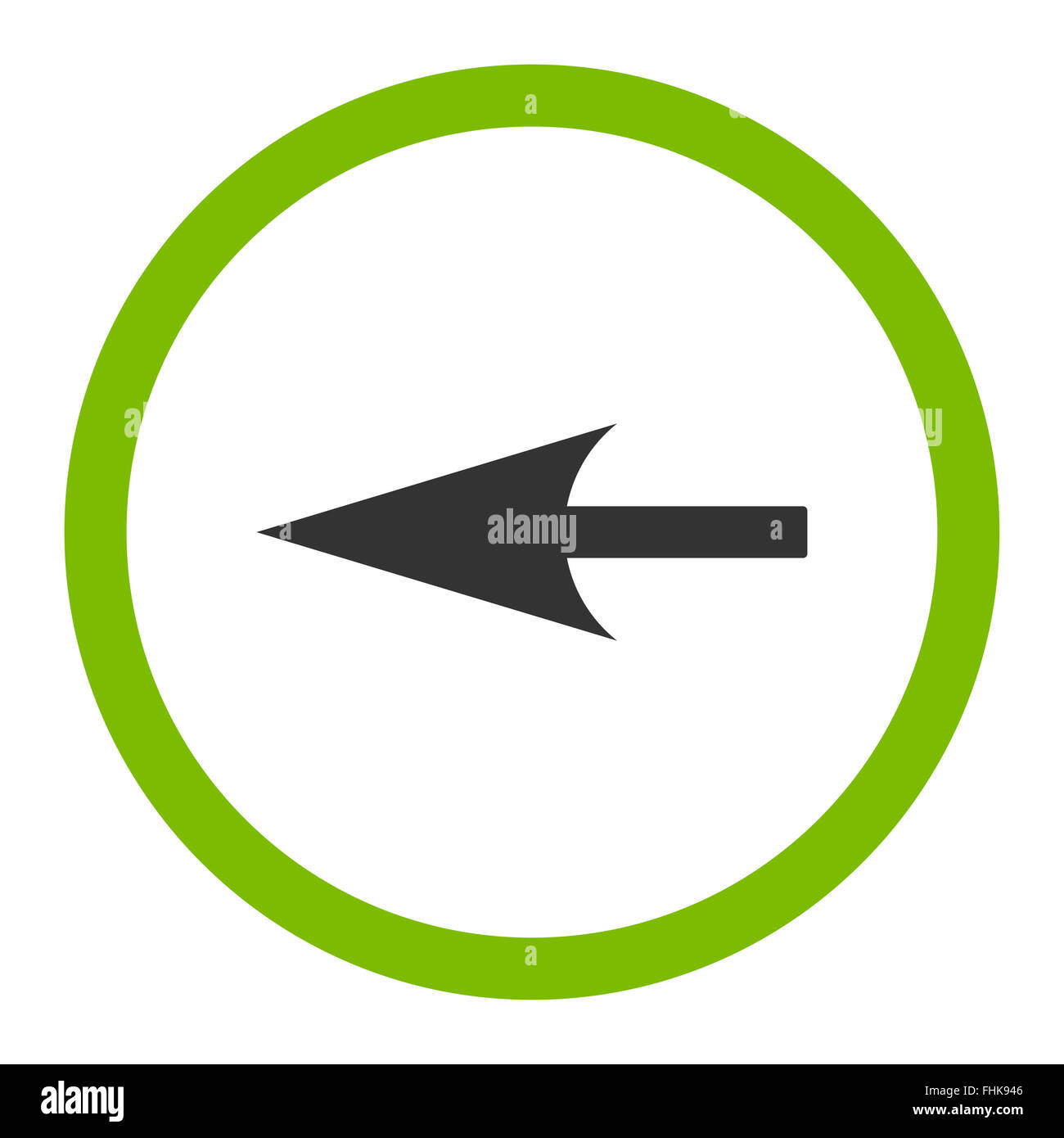 Sharp Left Arrow flat eco green and gray colors rounded vector icon ...