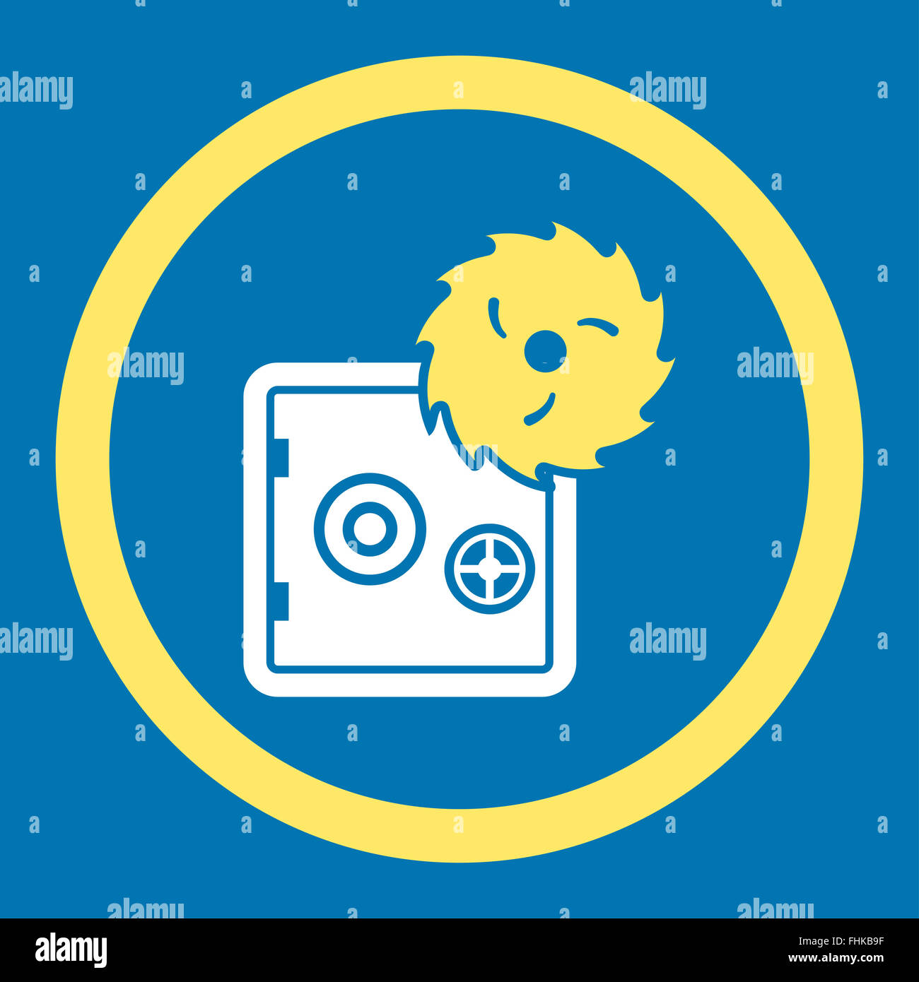 Hacking theft flat yellow and white colors rounded glyph icon Stock ...