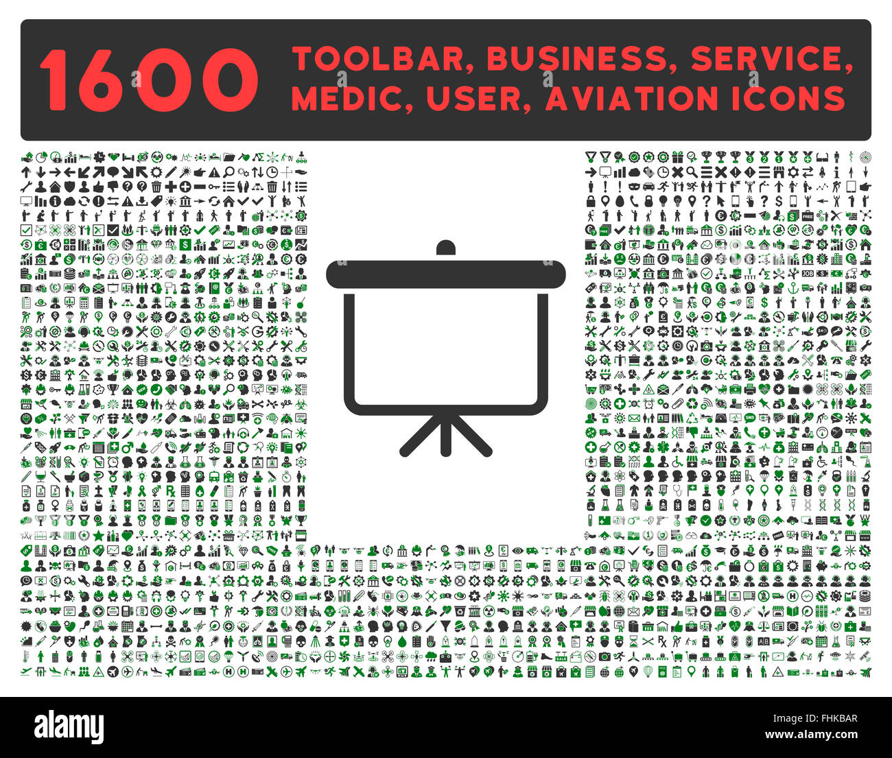 Projection Icon with Large Pictogram Collection Stock Photo - Alamy