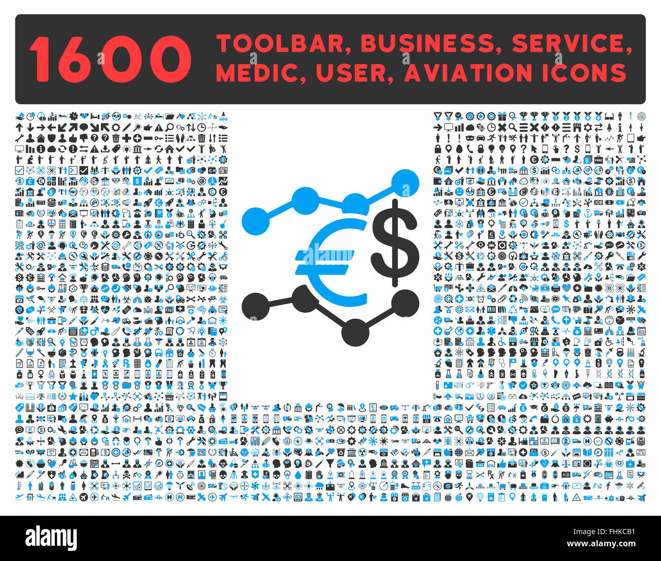 Currency Trends Icon with Large Pictogram Collection Stock Photo - Alamy