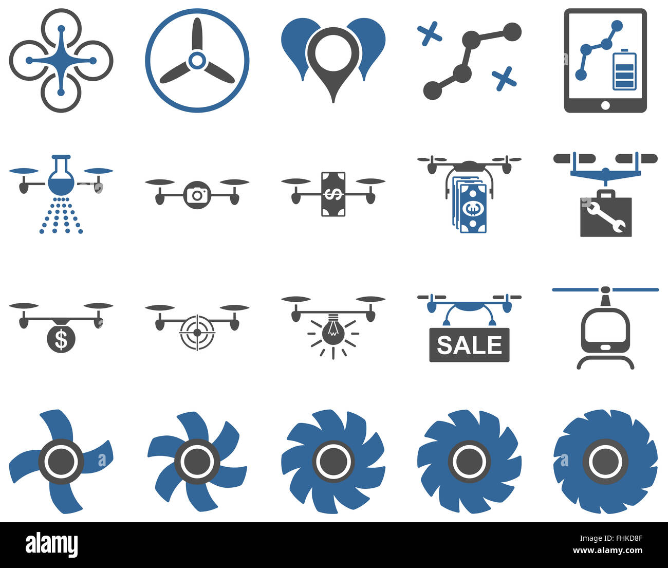 Air drone and quadcopter tool icons Stock Photo - Alamy