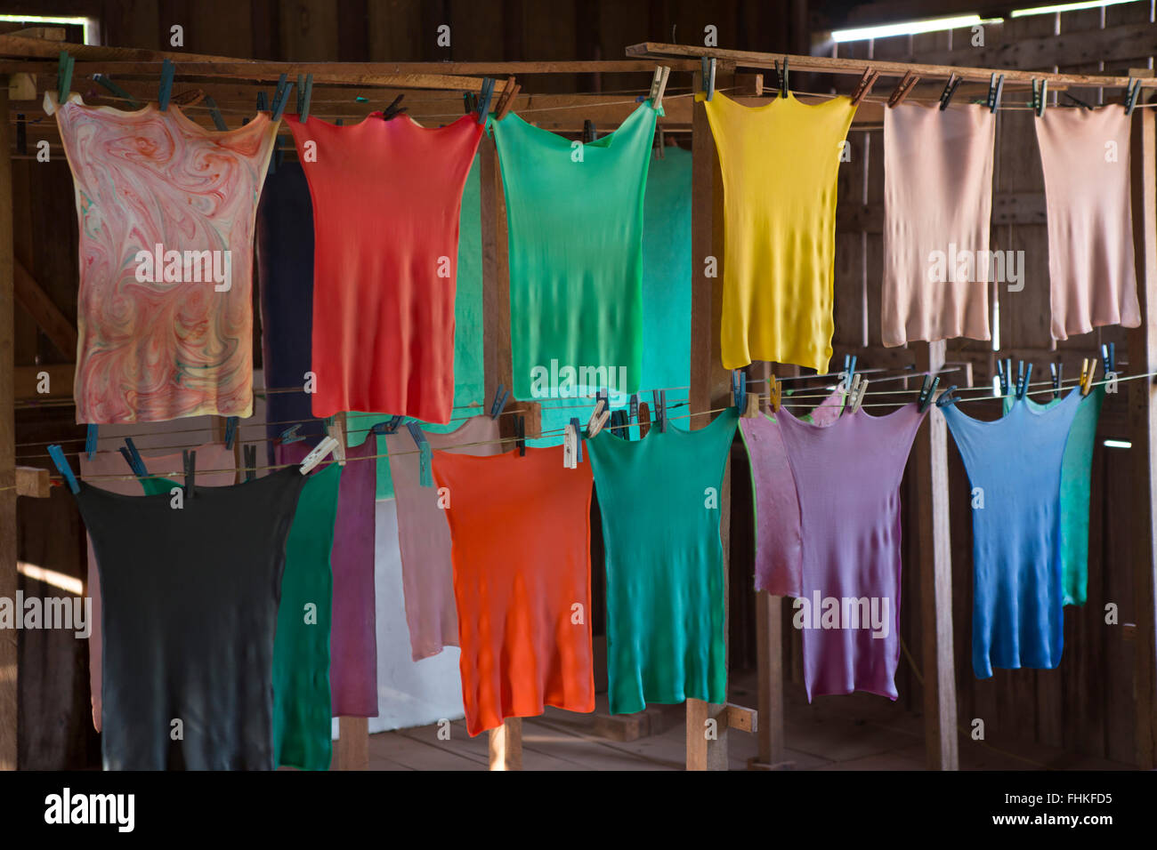 hand made rubber drying in Jamaraqua village, FLONA, Brazilian Amazon ...