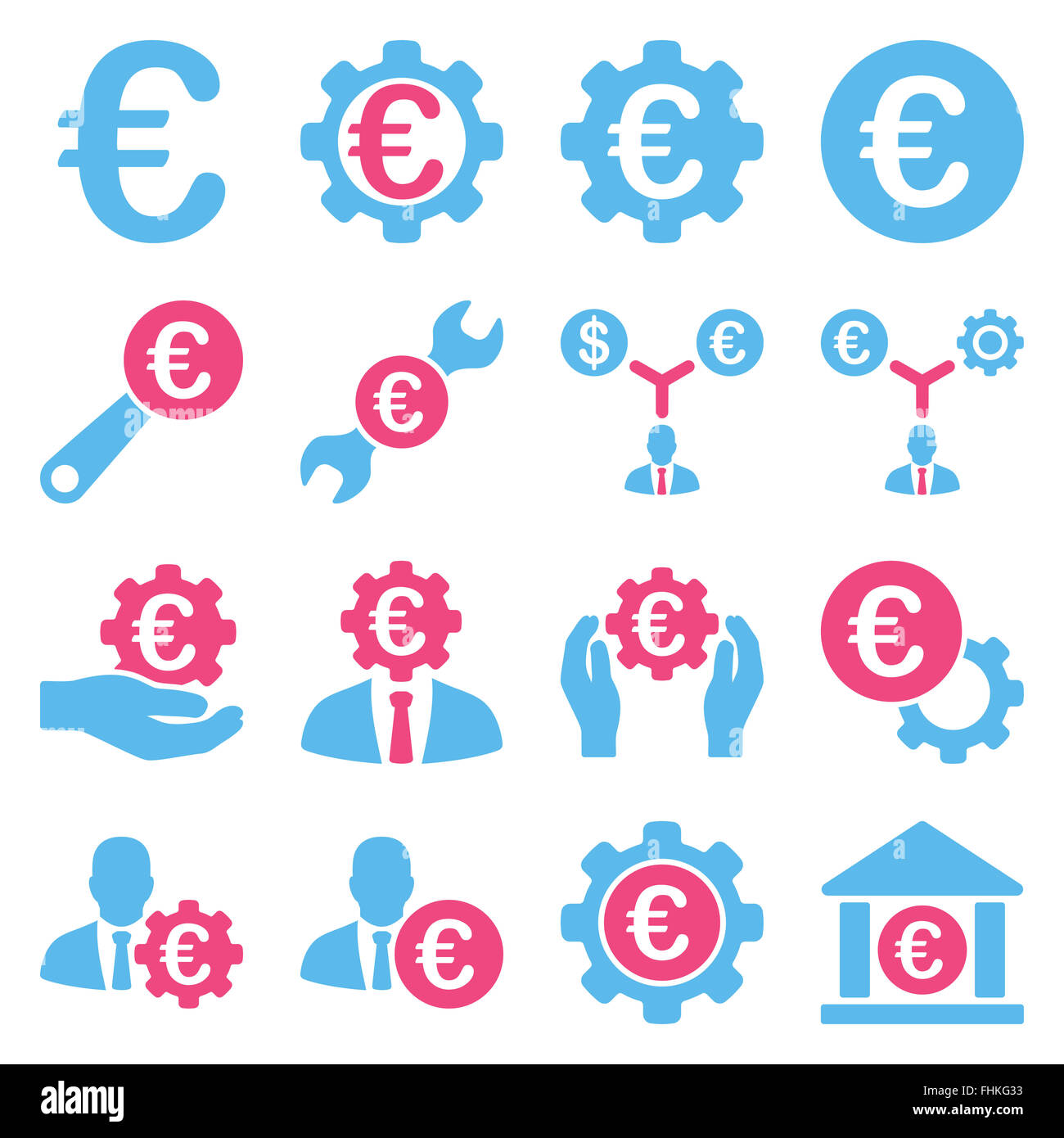 Euro banking business and service tools icons Stock Photo - Alamy