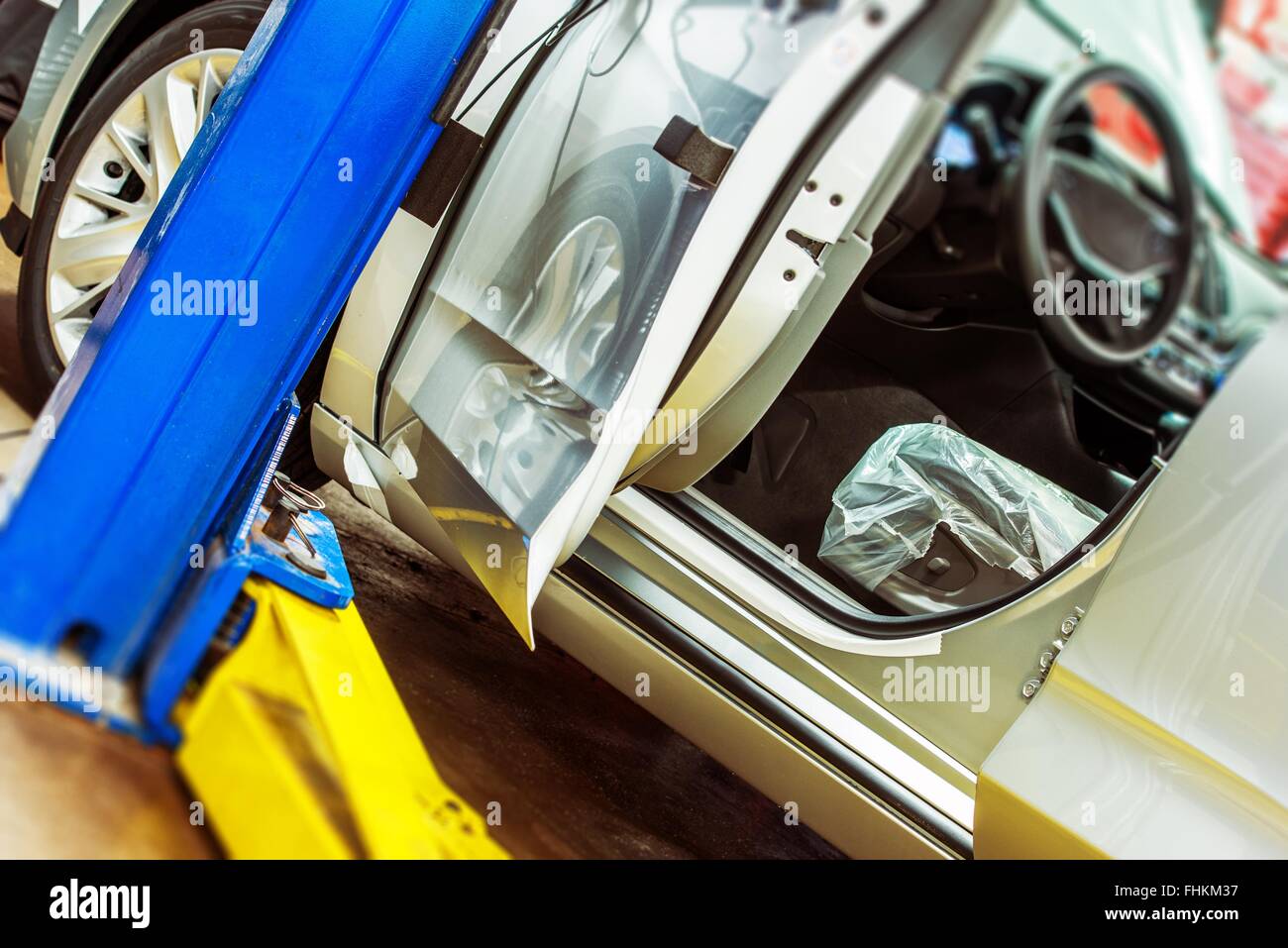 Broken Car Repair Service. Modern Car Prepared For a Lift. Car Service ...