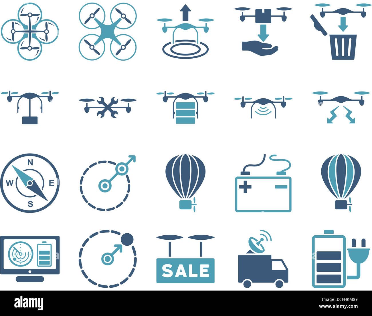 Air drone and quadcopter tool icons Stock Photo - Alamy