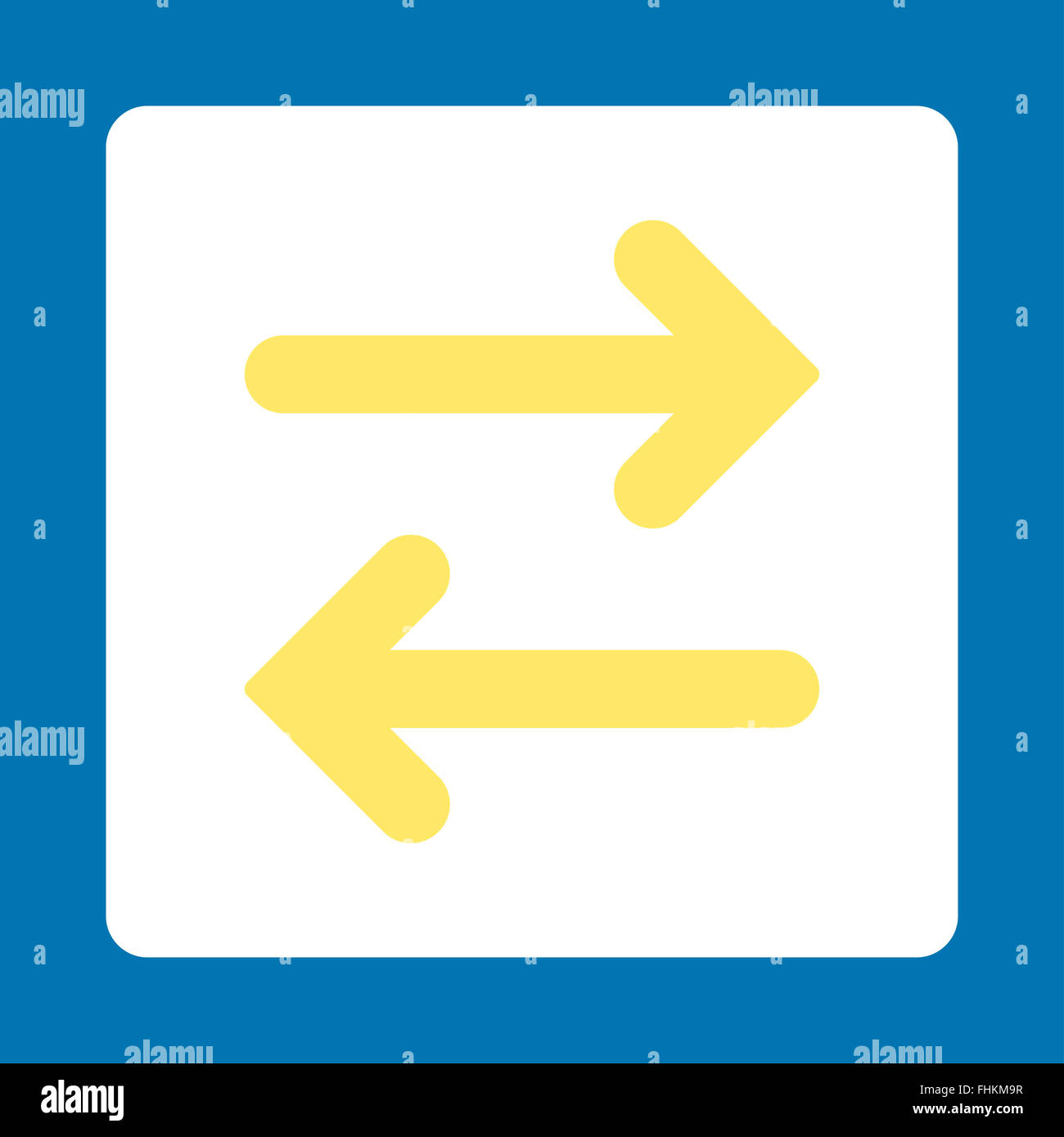 Flip Horizontal flat yellow and white colors rounded button Stock Photo ...