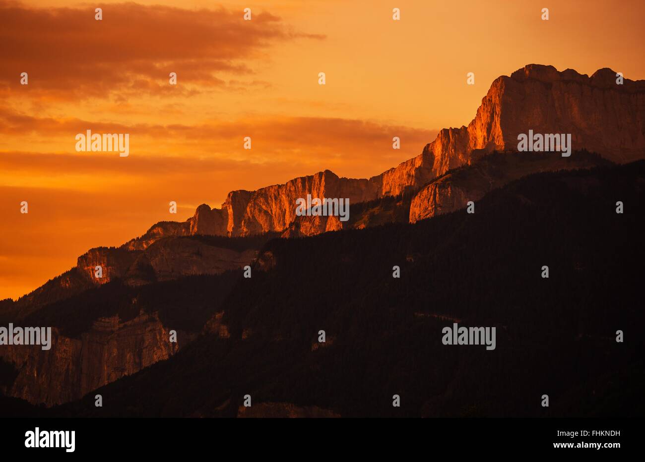 French Mountains Sunset. Mountain Scenery in the France Alps Stock ...