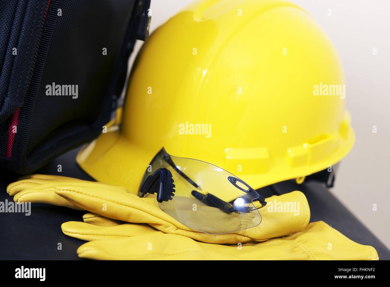 Head and Eyes Protection Equipment For Construction Zone Stock Photo ...