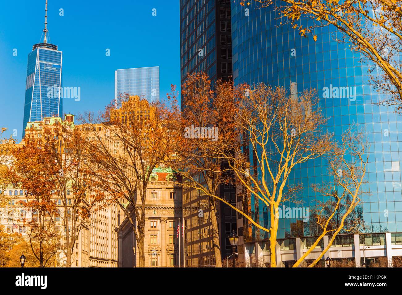 New York City Fall. Lower Manhattan Cityscape, NYC, United States Stock ...