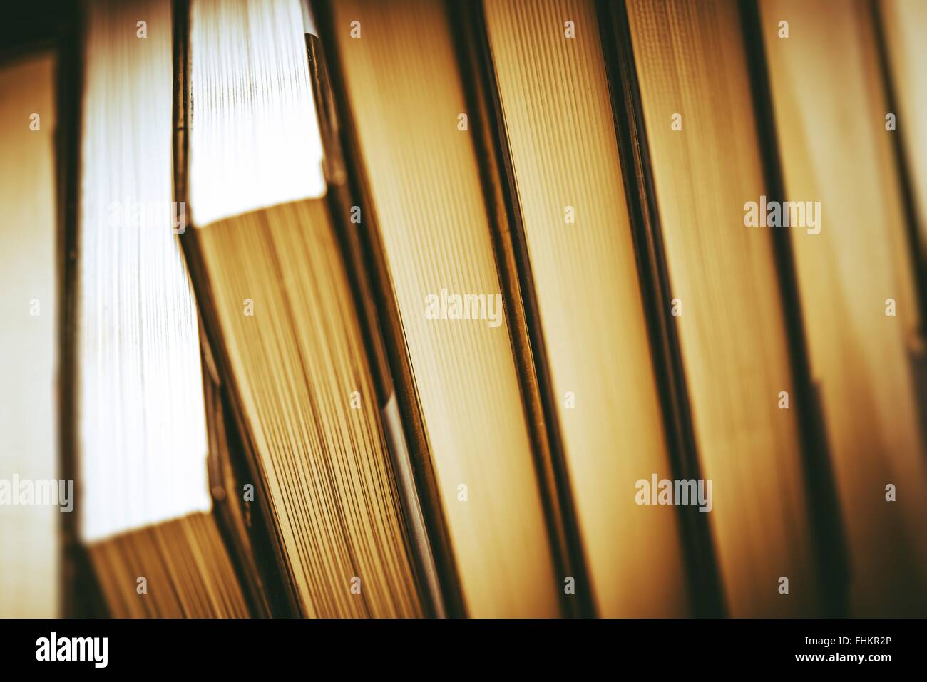 Pile of Books Closeup. Reading and Education Theme. Sepia Color Grading ...