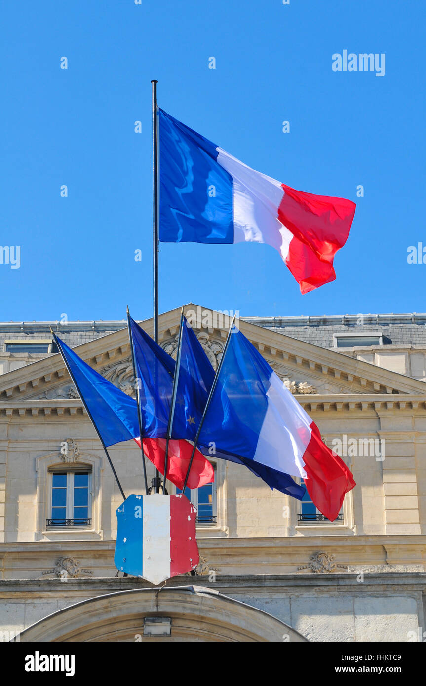 Detail of French flags in Paris Stock Photo - Alamy