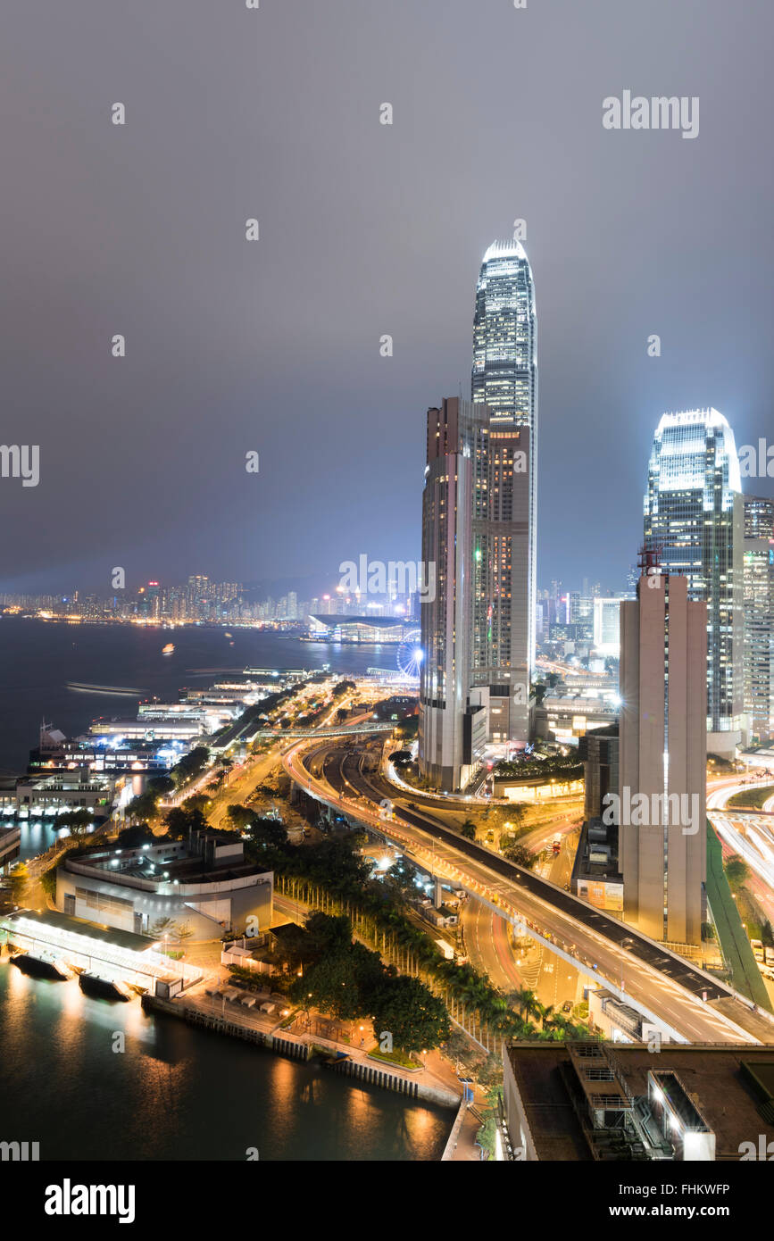 Central, Hong Kong, at Night. The busiest place in the world Stock ...