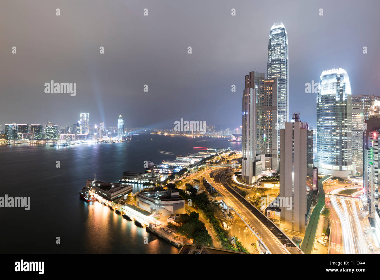 Central, Hong Kong, at Night. The busiest place in the world Stock ...
