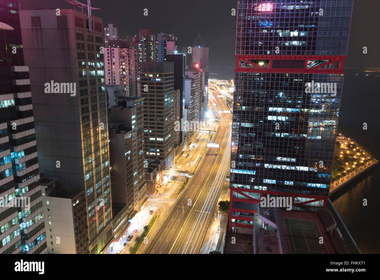 Central, Hong Kong, at Night. The busiest place in the world Stock ...