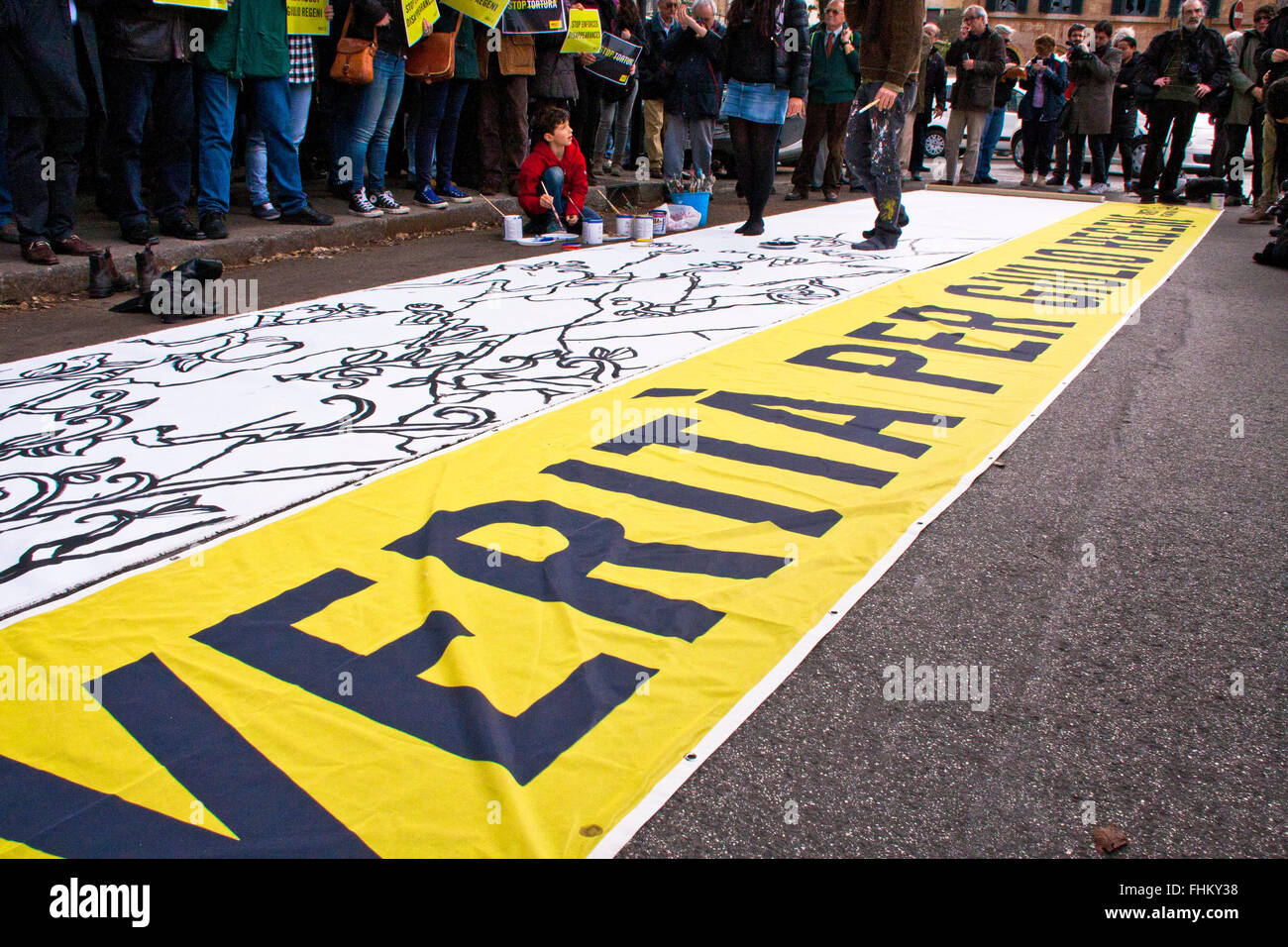 Roma, Italy. 25th Feb, 2016. Hundreds of people, including activists of ...