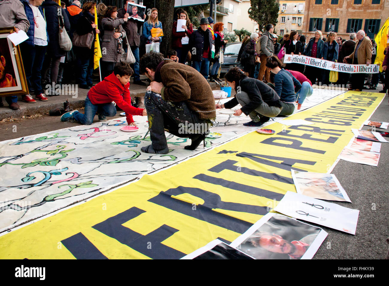 Roma, Italy. 25th Feb, 2016. Hundreds of people, including activists of ...