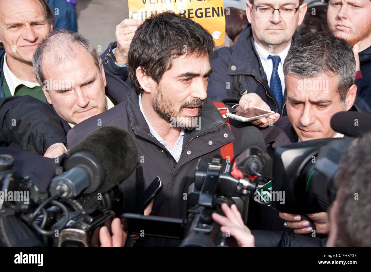Roma, Italy. 25th Feb, 2016. Hundreds of people, including activists of ...